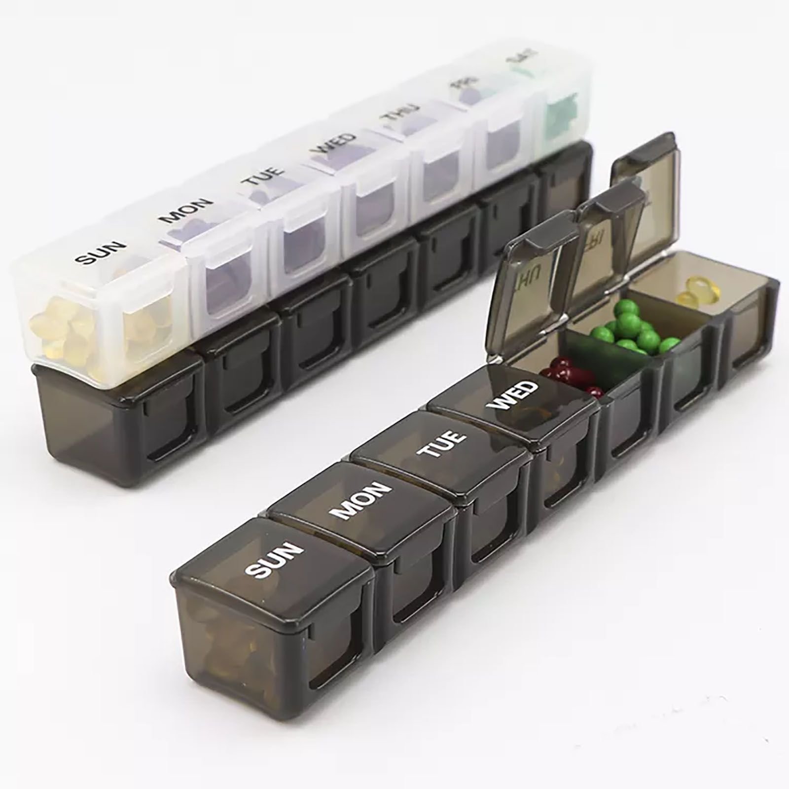 Pill Box; 7 Days Compartment Box; Smart Pill Dispenser; Plastic Weekly ...
